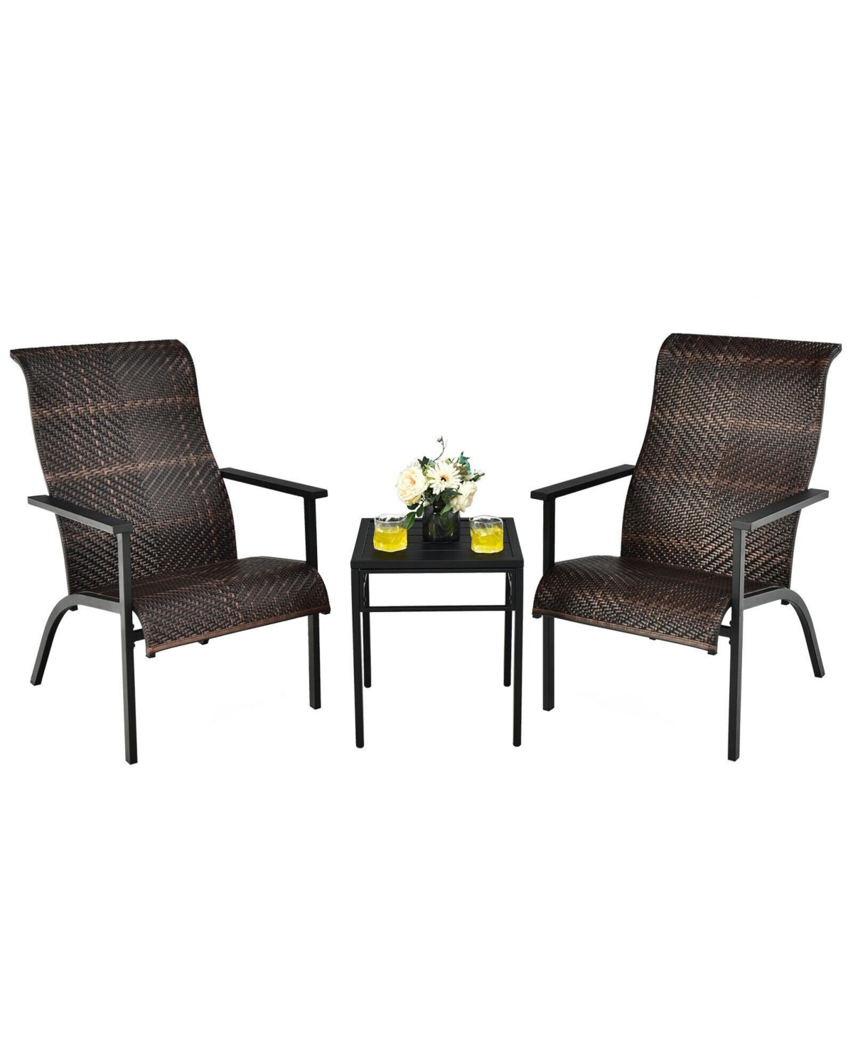 Click here for Sugift 3 Pieces Patio Rattan Bistro Set with High... prices