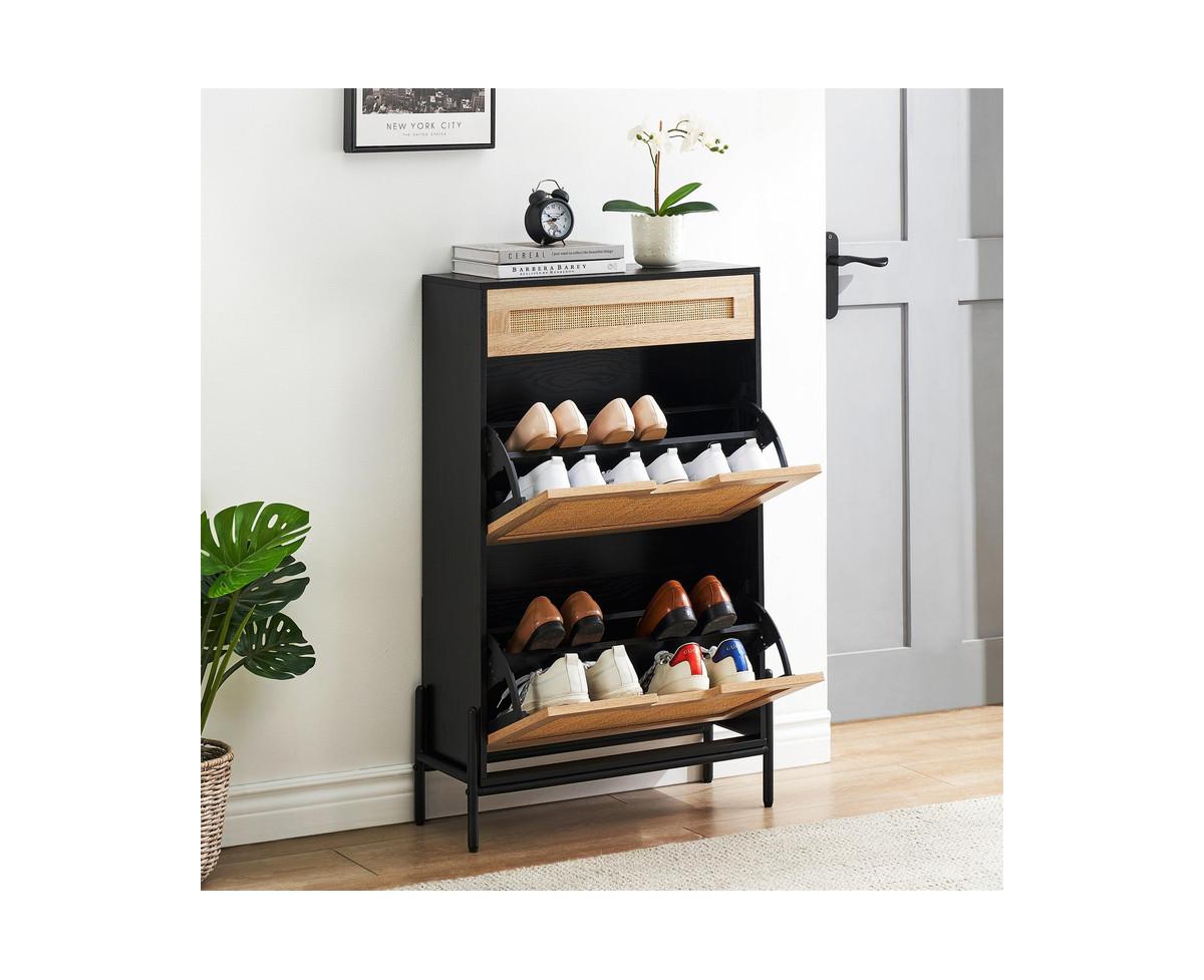 Click here for gaomon Natural Rattan Shoe Cabinet with 2 Flip Doo... prices