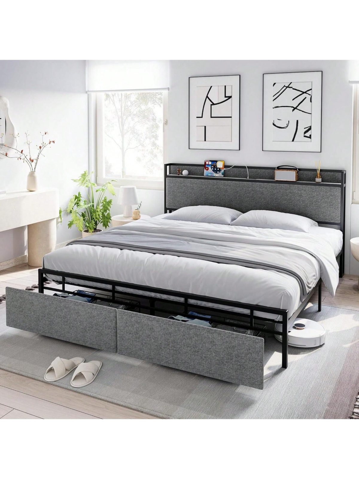 Click here for gaomon Full/Queen/King Size Bed Frame With 2 Drawe... prices