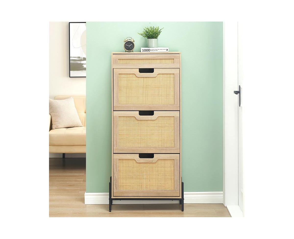 Click here for gaomon Natural Rattan 3 Flip Door Shoe Cabinet  Mo... prices