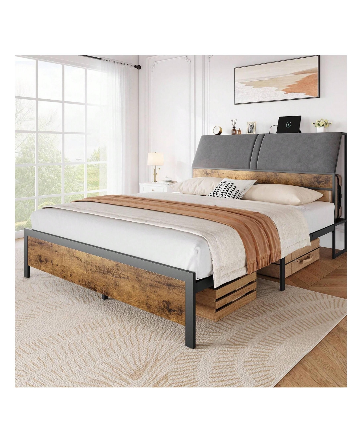 Click here for gaomon Bed Frame With Charging Station  Metal Plat... prices