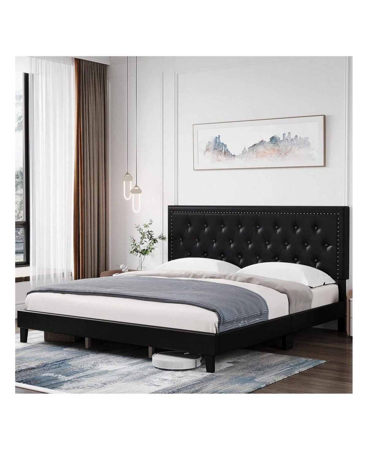 Click here for gaomon Full / King Size Bed Frame With Headboard... prices