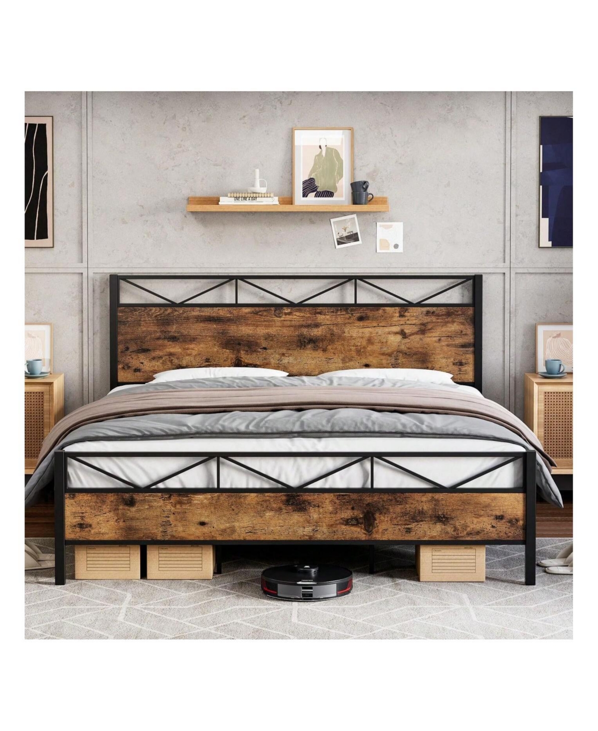 Click here for gaomon Metal Bed Frame with Wood Headboard & Footb... prices