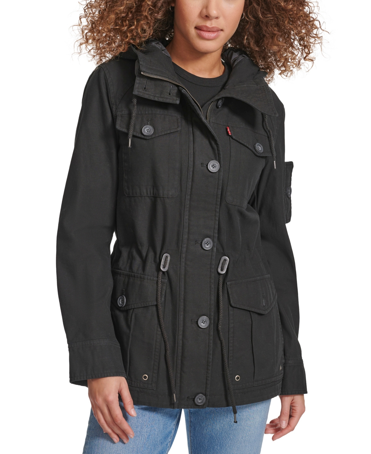 Click here for Levis Womens Hooded Military Jacket - Black prices