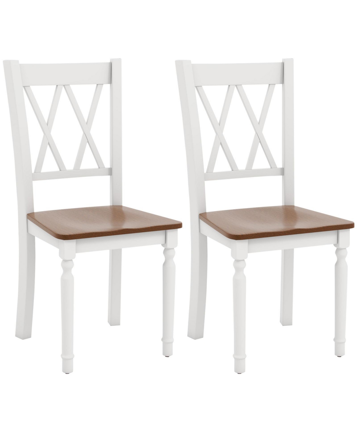 Click here for Sugift Set of 2 Wooden Kitchen Chairs - White prices
