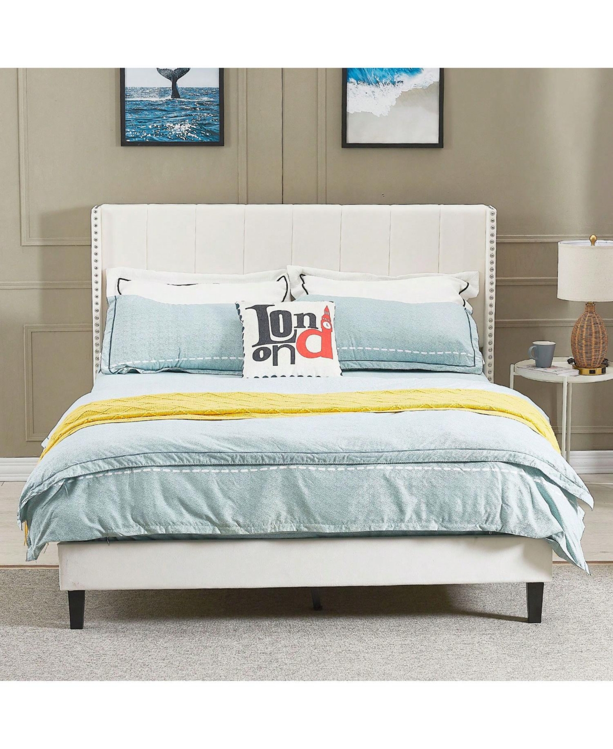 Click here for gaomon Queen Size Bed Frame With Velvet Tufted Hea... prices