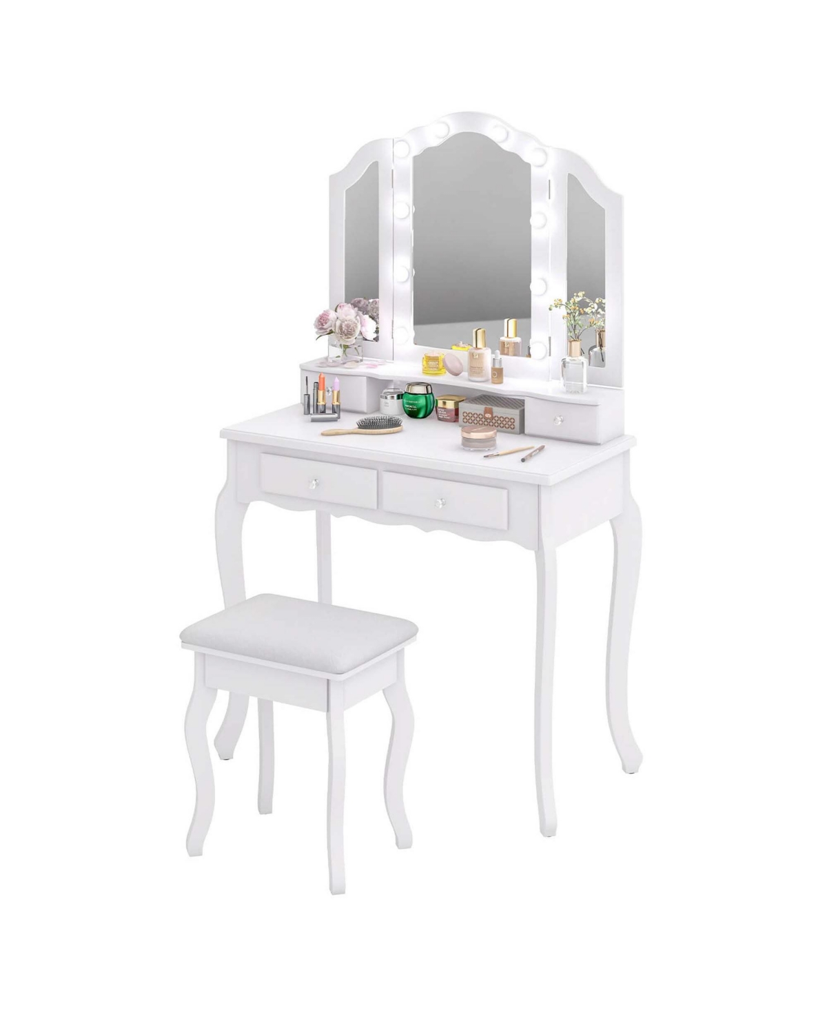 Click here for Makeup Vanity Set with Tri-Fold Mirror & Led Light... prices