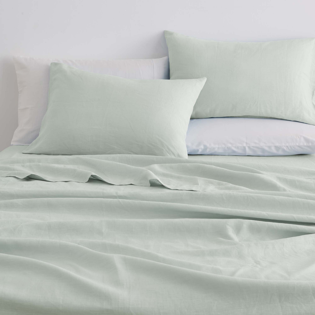 Click here for 100 European Flax Linen Pillowcase Set - Eucalyptu... prices