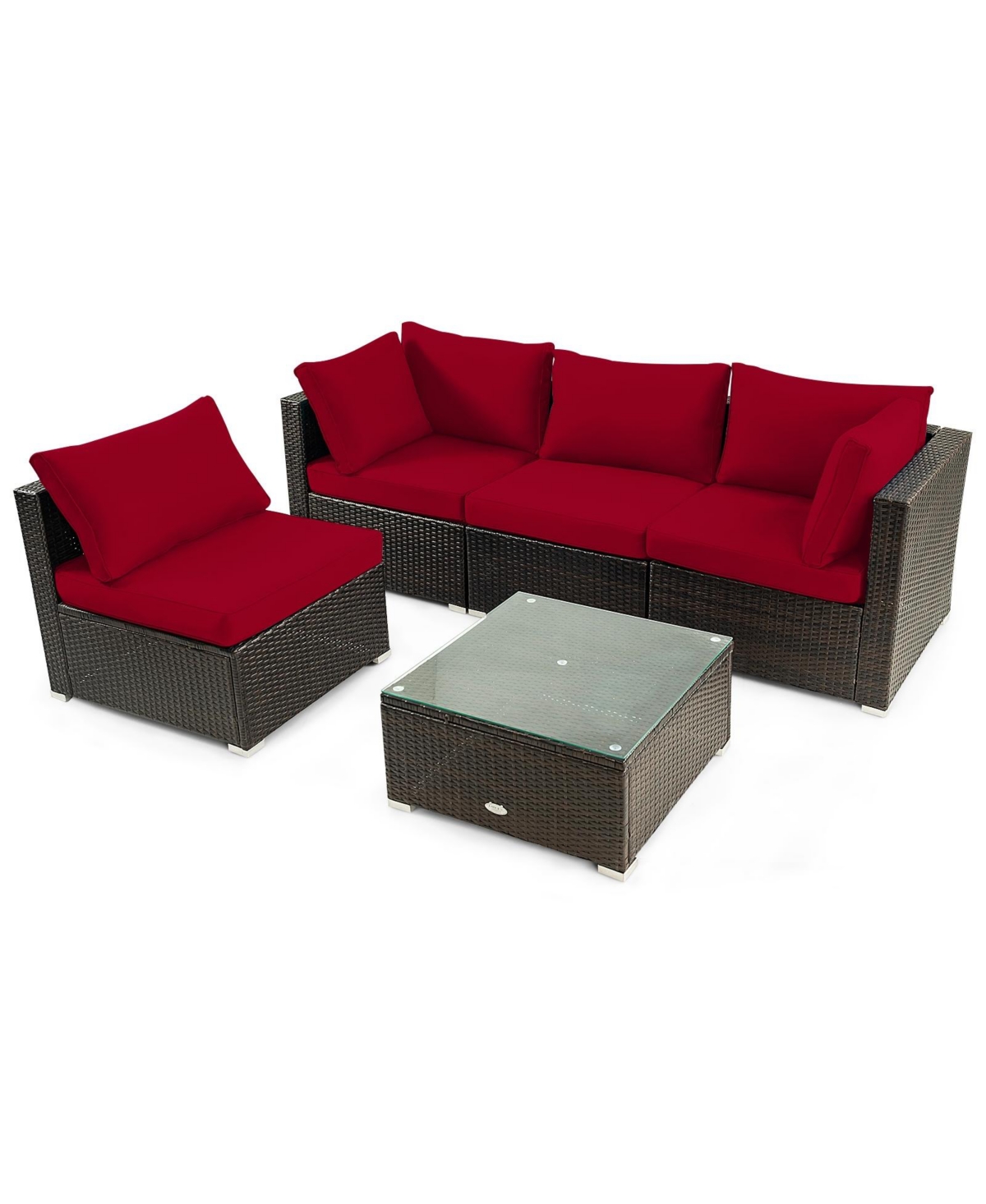 Click here for Sugift 5 Pieces Cushioned Patio Rattan Furniture S... prices