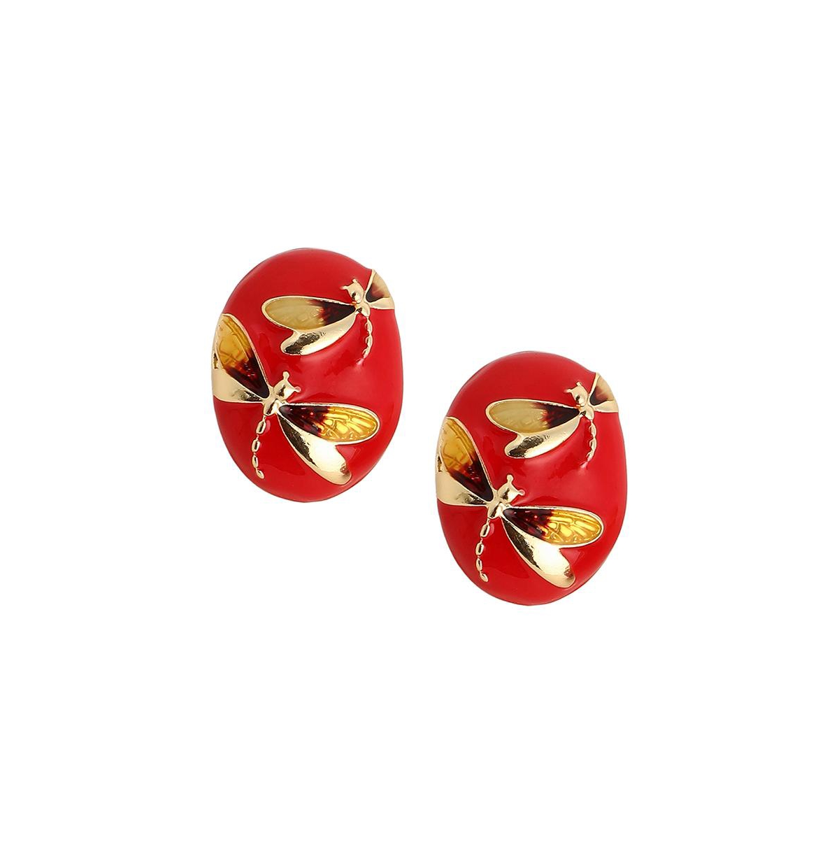 Click here for Sohi Womens The Dragonfly Stud Earrings - Red prices