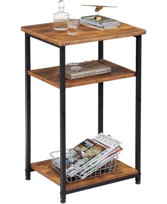 WLIVE Side Table, Small End Table, Adjustable 3-Tier Bedside Table with ...