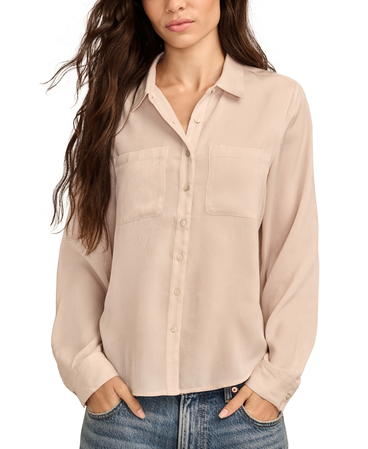 Click here for Lucky Brand Womens Hammered-Satin Button-Down Shir... prices