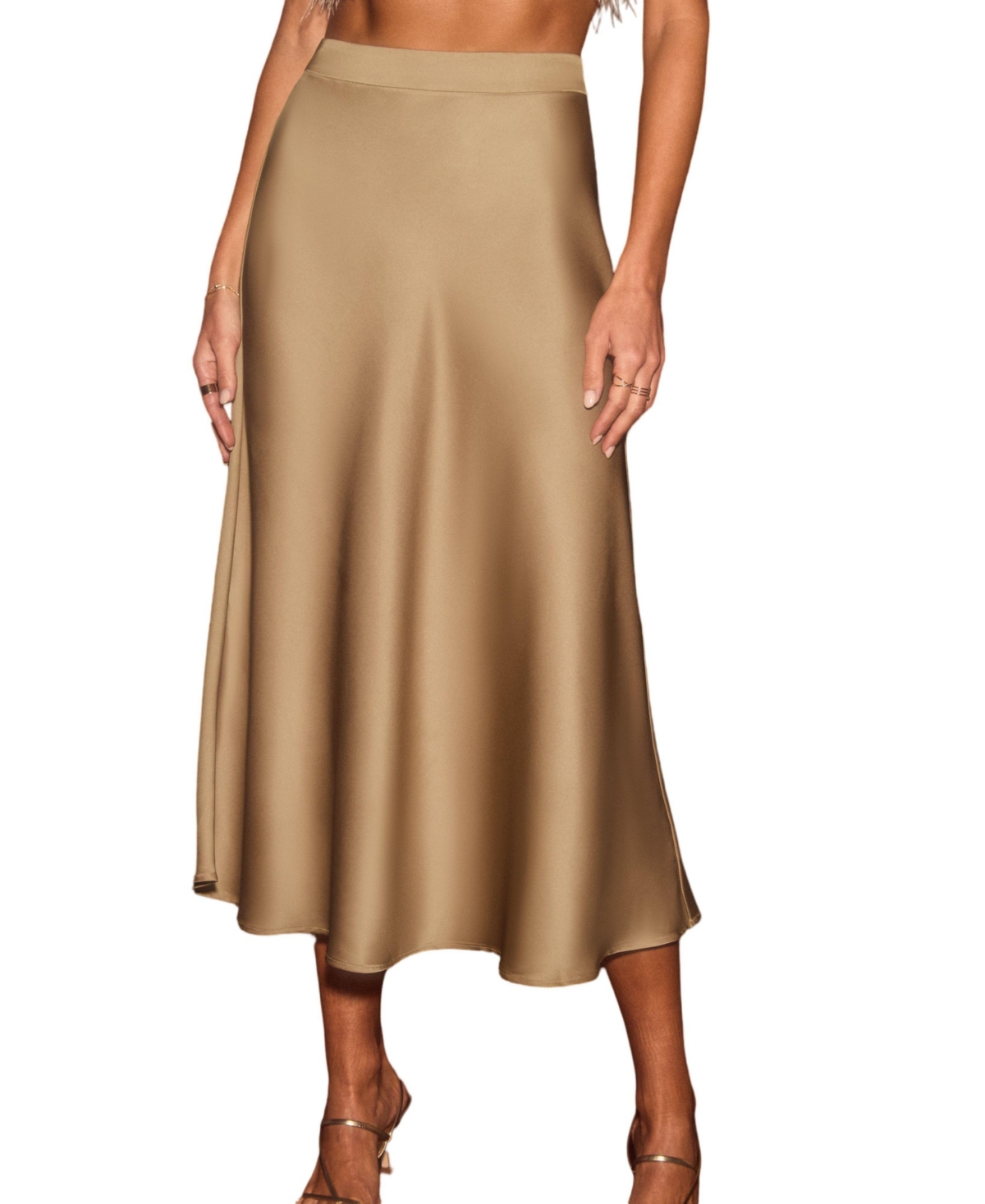 Click here for Cupshe Womens Satin Midi Skirt - Beige/khaki prices