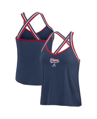 WEAR by Erin Andrews Women's Navy Atlanta Braves Cross Strap Tank Top ...
