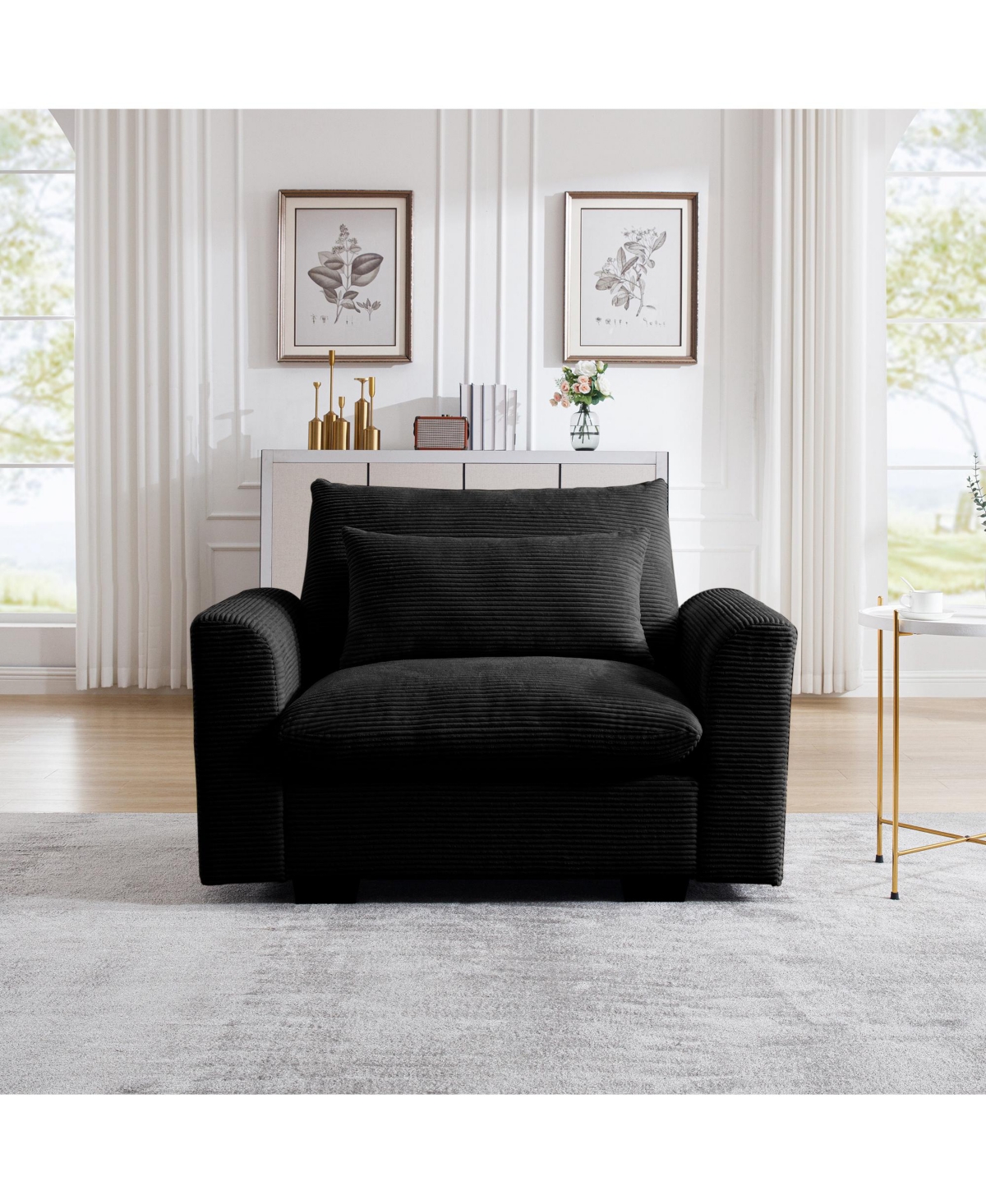 Click here for Streamdale Furniture Black Corduroy Deep Seat Sing... prices