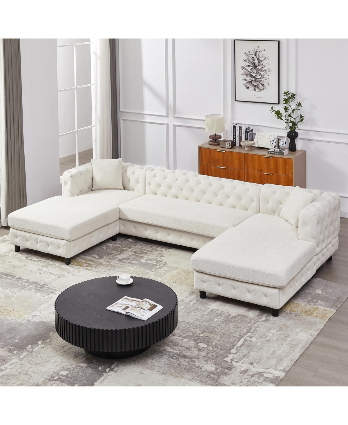 Click here for Streamdale 126-inch Modern Chenille U-Sofa with Lo... prices