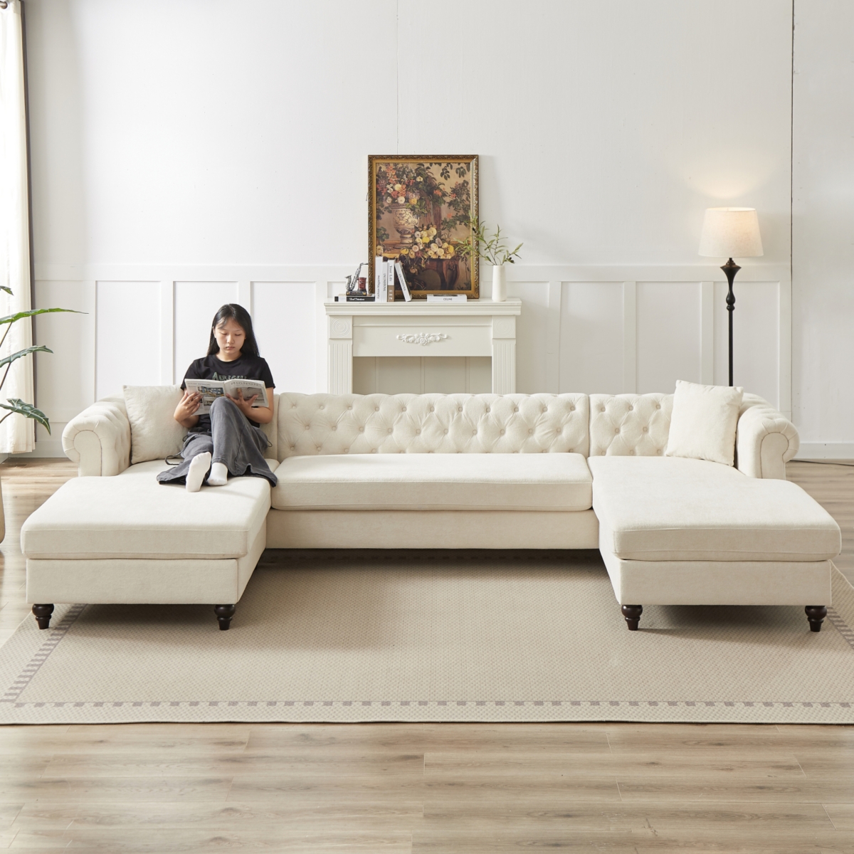 Click here for Streamdale Modern Chenille 3-Piece U-Sofa with Cha... prices