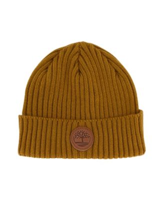 Timberland Men's Leather Logo Patch Ribbed Watch Cap - Macy's
