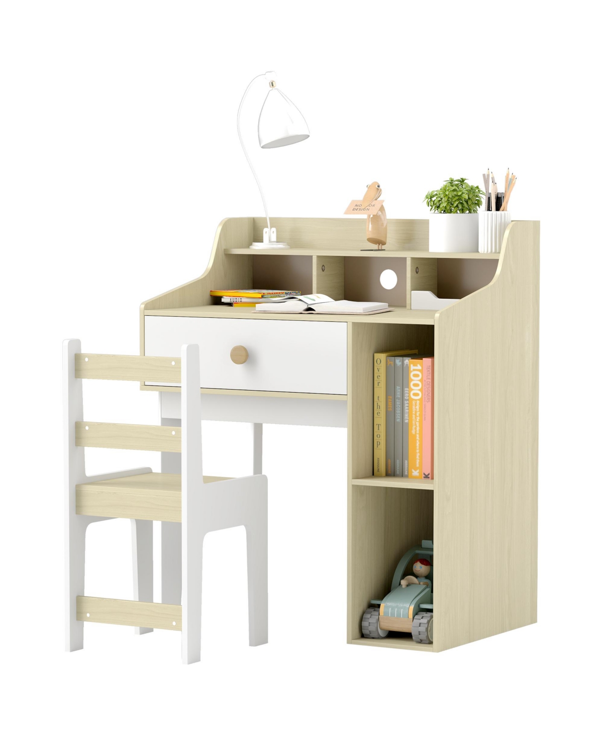 Click here for Qaba Kids Desk and Chair Set with Storage Shelves... prices