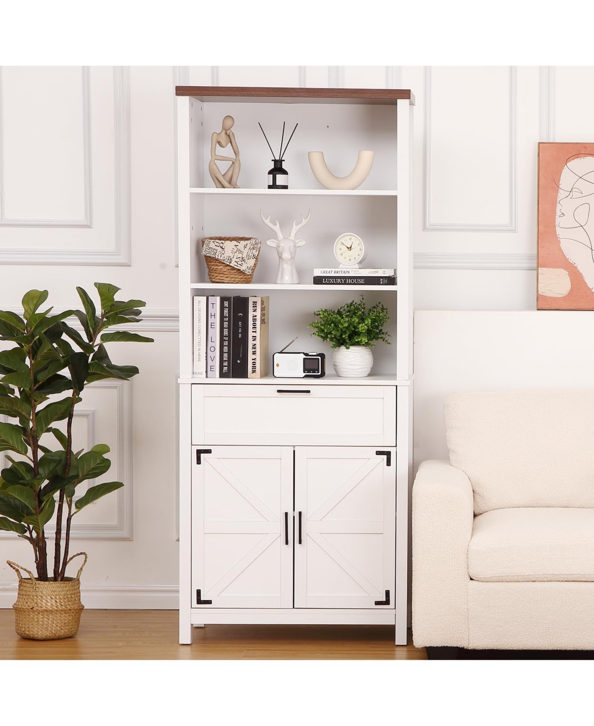 Click here for gaomon Bookshelf with Doors  6-Tire Farmhouse Stor... prices