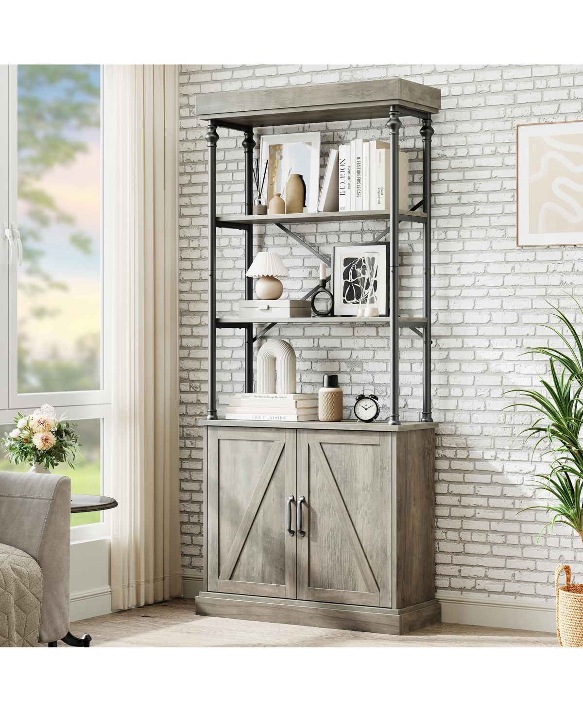 Click here for gaomon Tall Bookshelf with Doors 73.62in Industria... prices