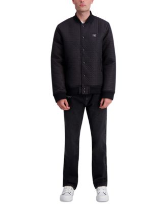 KARL LAGERFELD PARIS Men's Logo Patch Quilted Bomber Jacket KARL LAGERFELD PARIS Men's Logo Patch Quilted Bomber Jacket