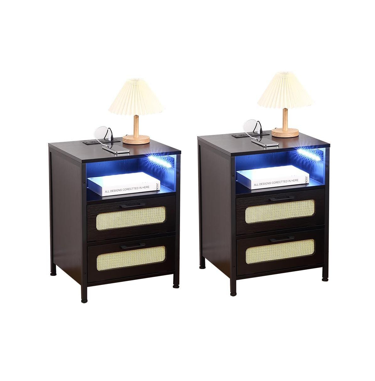 Click here for gaomon Nightstand Set of 2 with Charging Station a... prices