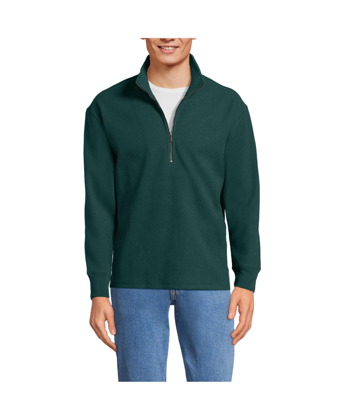 Click here for Lands End Mens Textured Fleece Half Zip - Deep for... prices