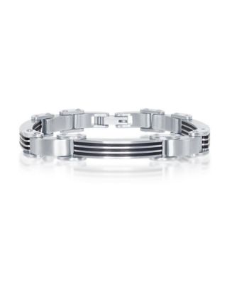 Metallo Stainless Steel & Rubber Bar Bracelet - Macy's