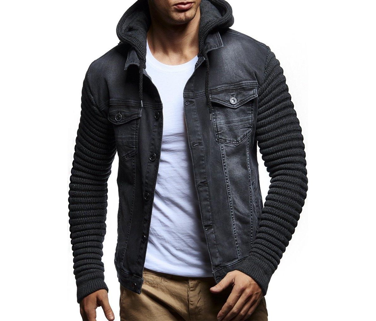 Click here for Leif Nelson Mens Casual Denim Jacket with Knitted... prices