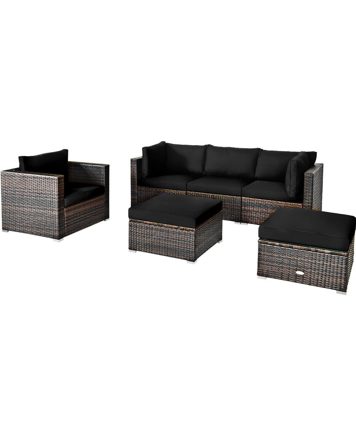 Click here for 6 Pieces Patio Rattan Furniture Set with Sectional... prices