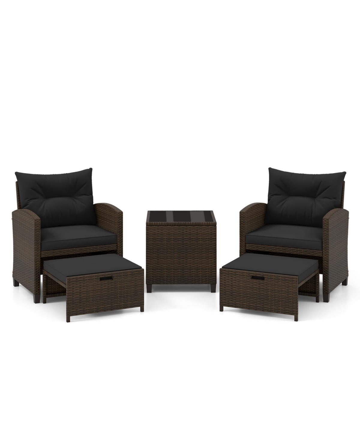 Click here for Gouun 5 Pieces Patio Rattan Furniture with 2 Ottom... prices