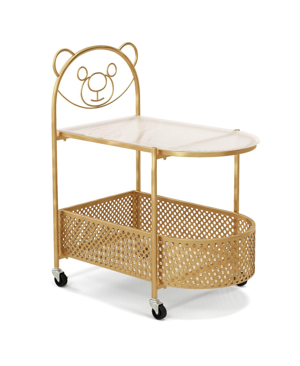 Click here for Gouun 2-Tier Mobile Glass Table with Bear Pattern... prices