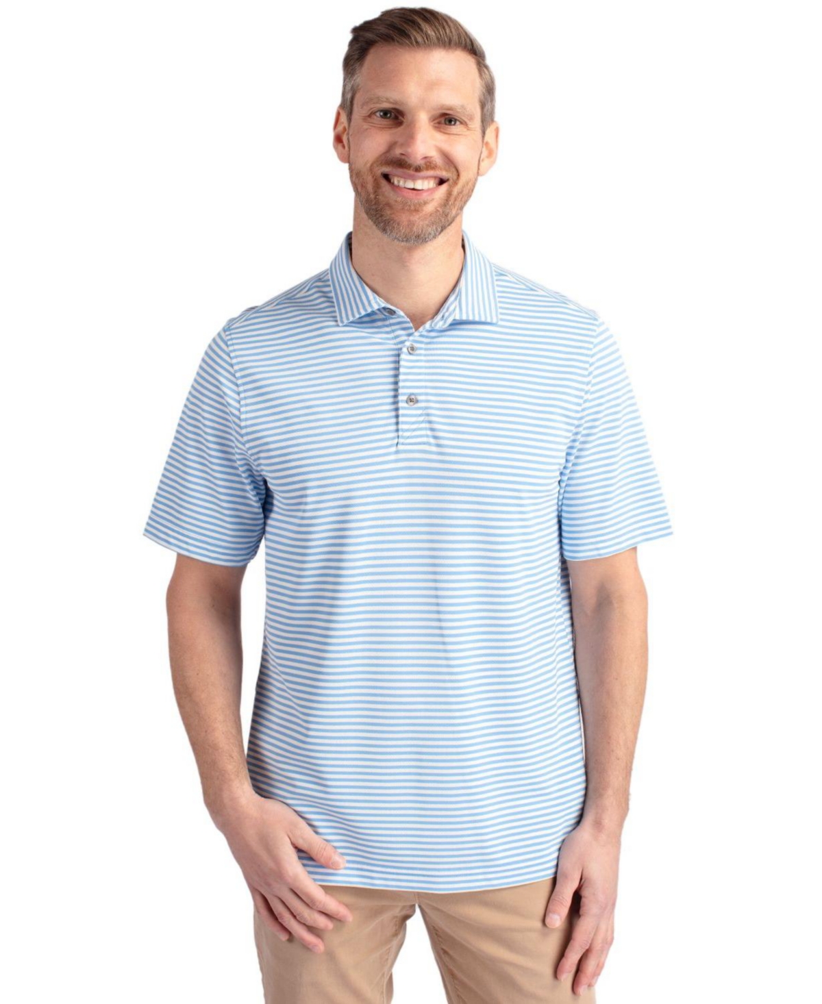 Click here for Cutter & Buck Mens Virtue Eco Pique Stripe Recycle... prices