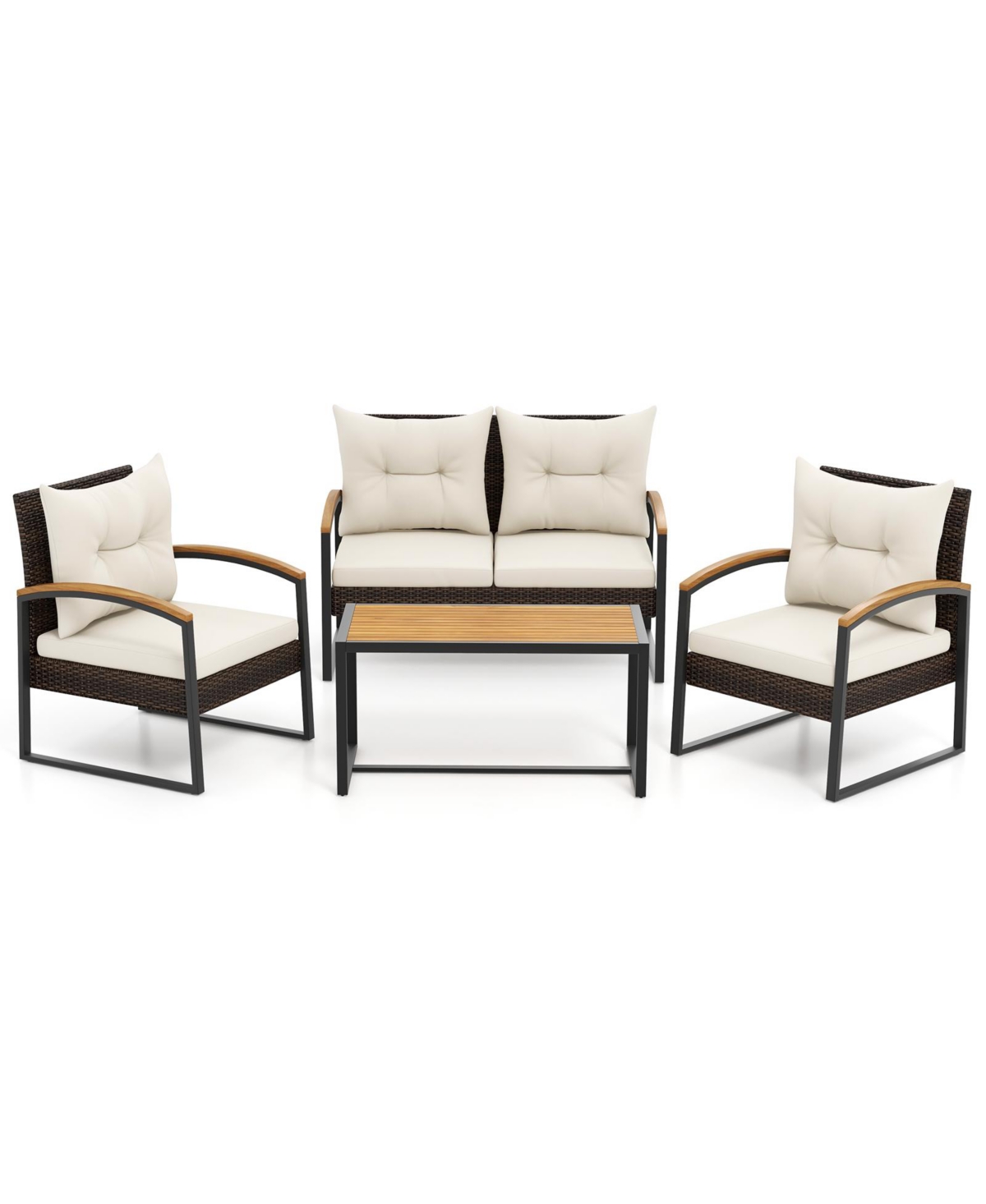 Click here for 4 Pieces Patio Conversation Set with Acacia Wood A... prices