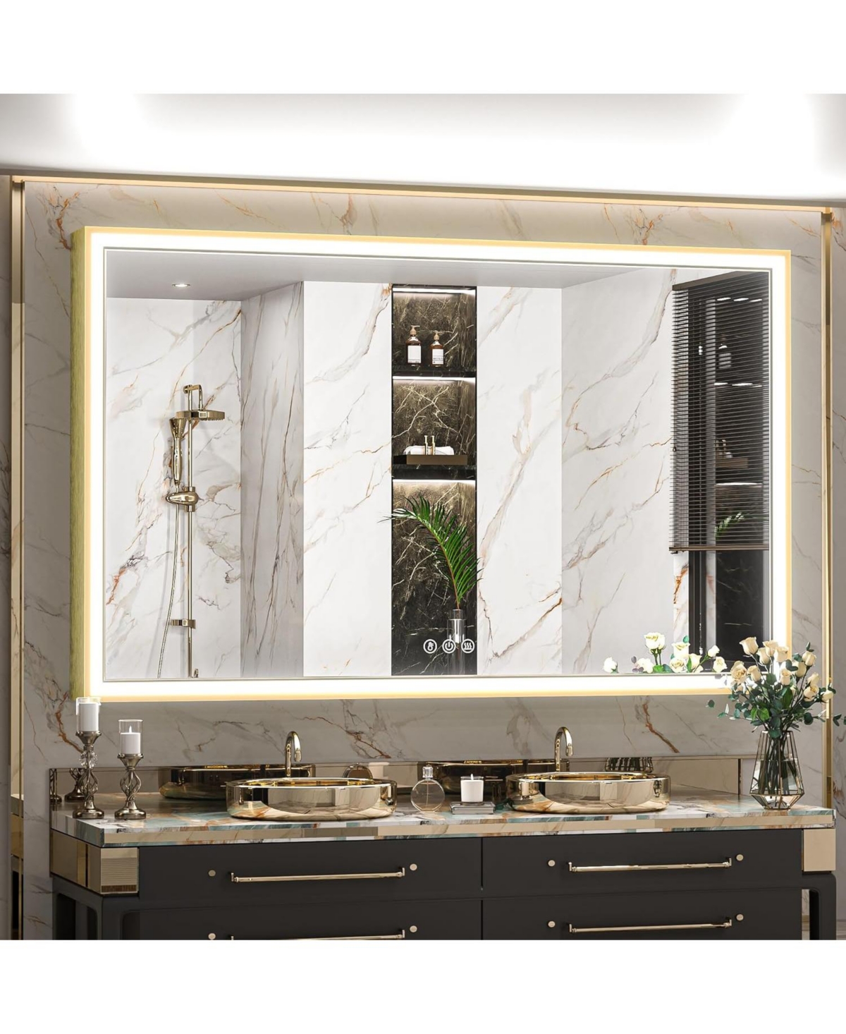 Click here for keonjinn 45Â° Angled Frontlit Metal Framed Bathroo... prices