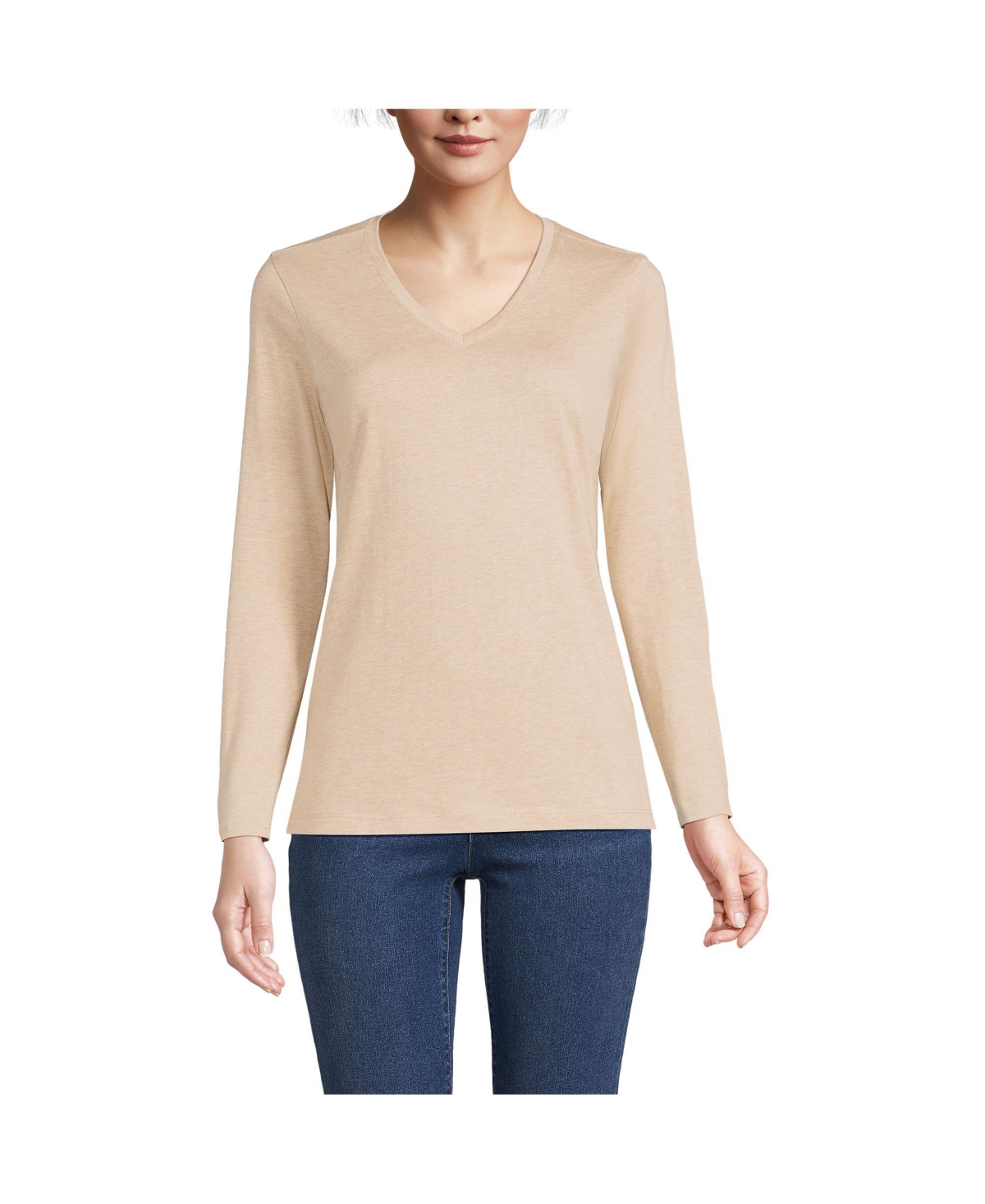 Click here for Lands End Womens Supima Cotton Long Sleeve V-Neck... prices