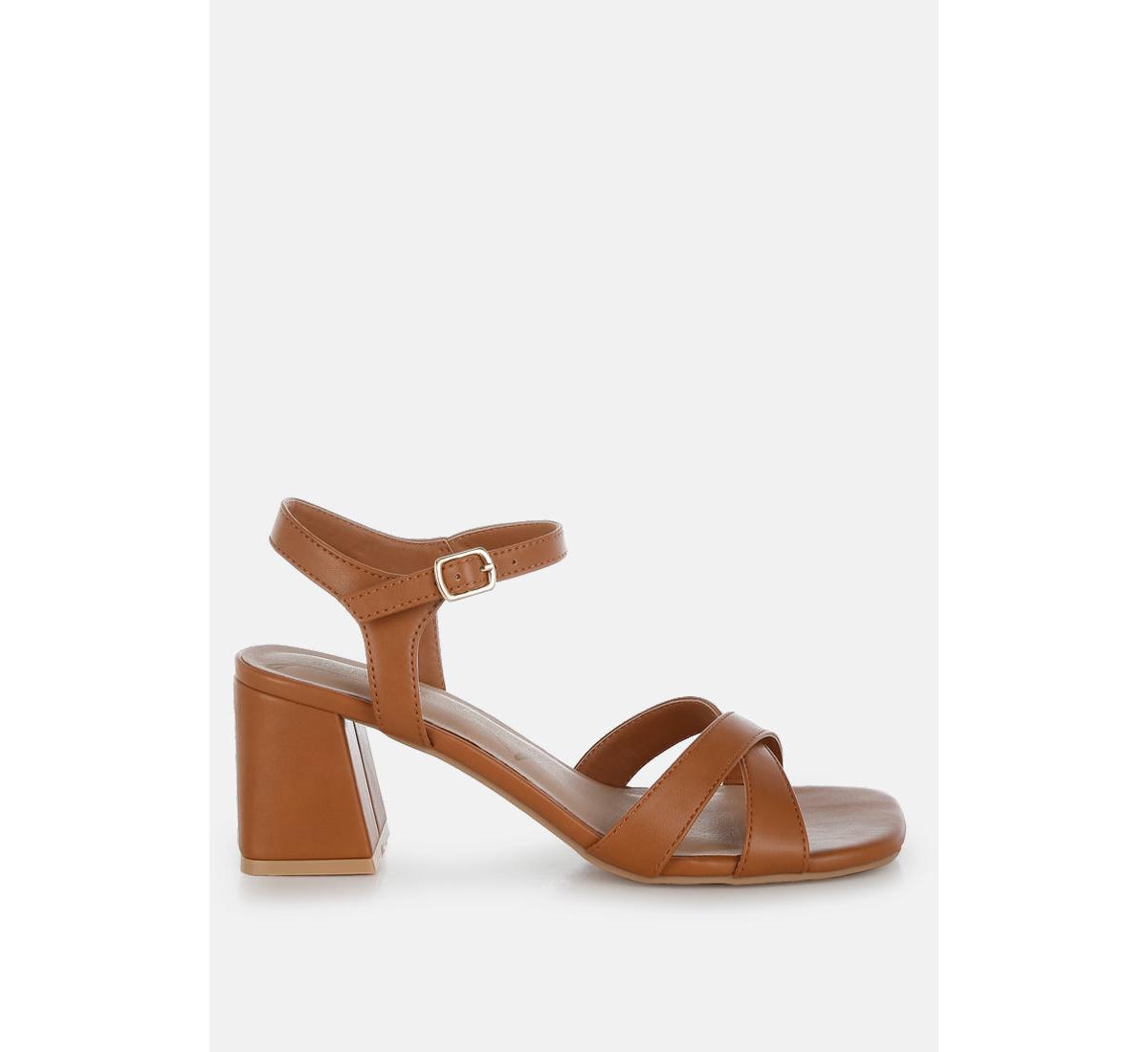 Click here for Edessa Square Toe Block Heel Sandals - Tan prices