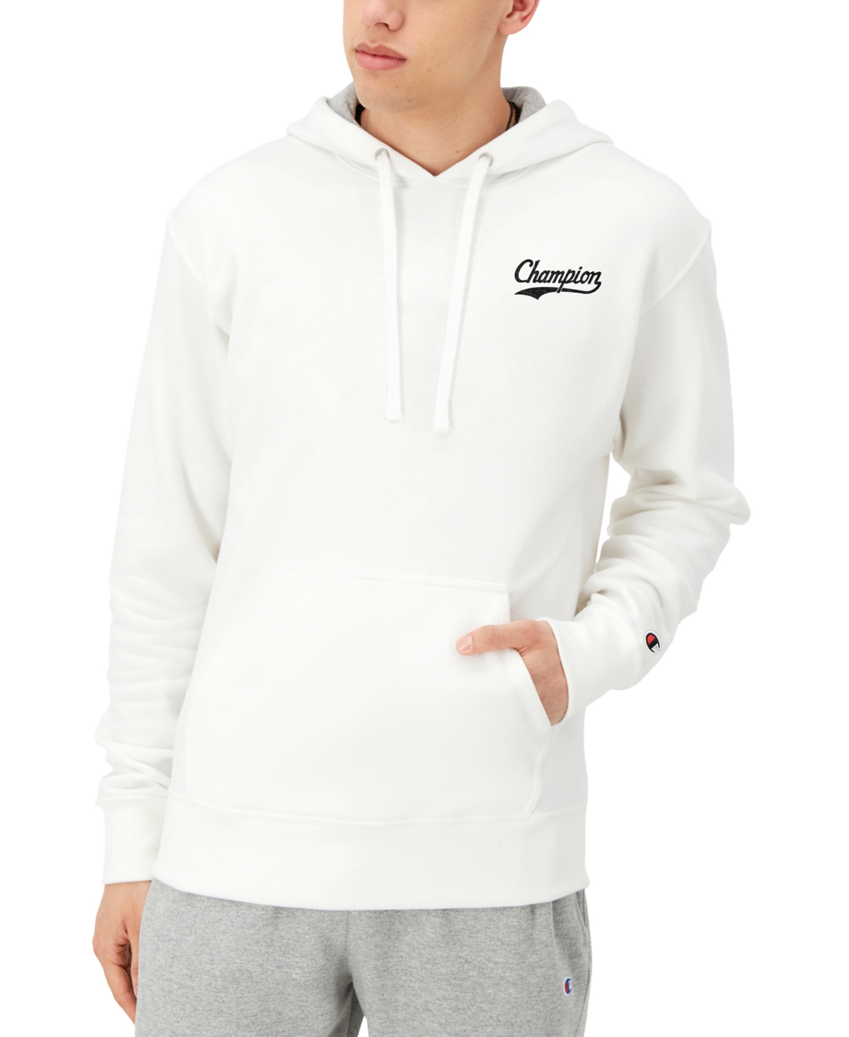 Click here for Champion Mens Powerblend Graphic Hoodie - White prices