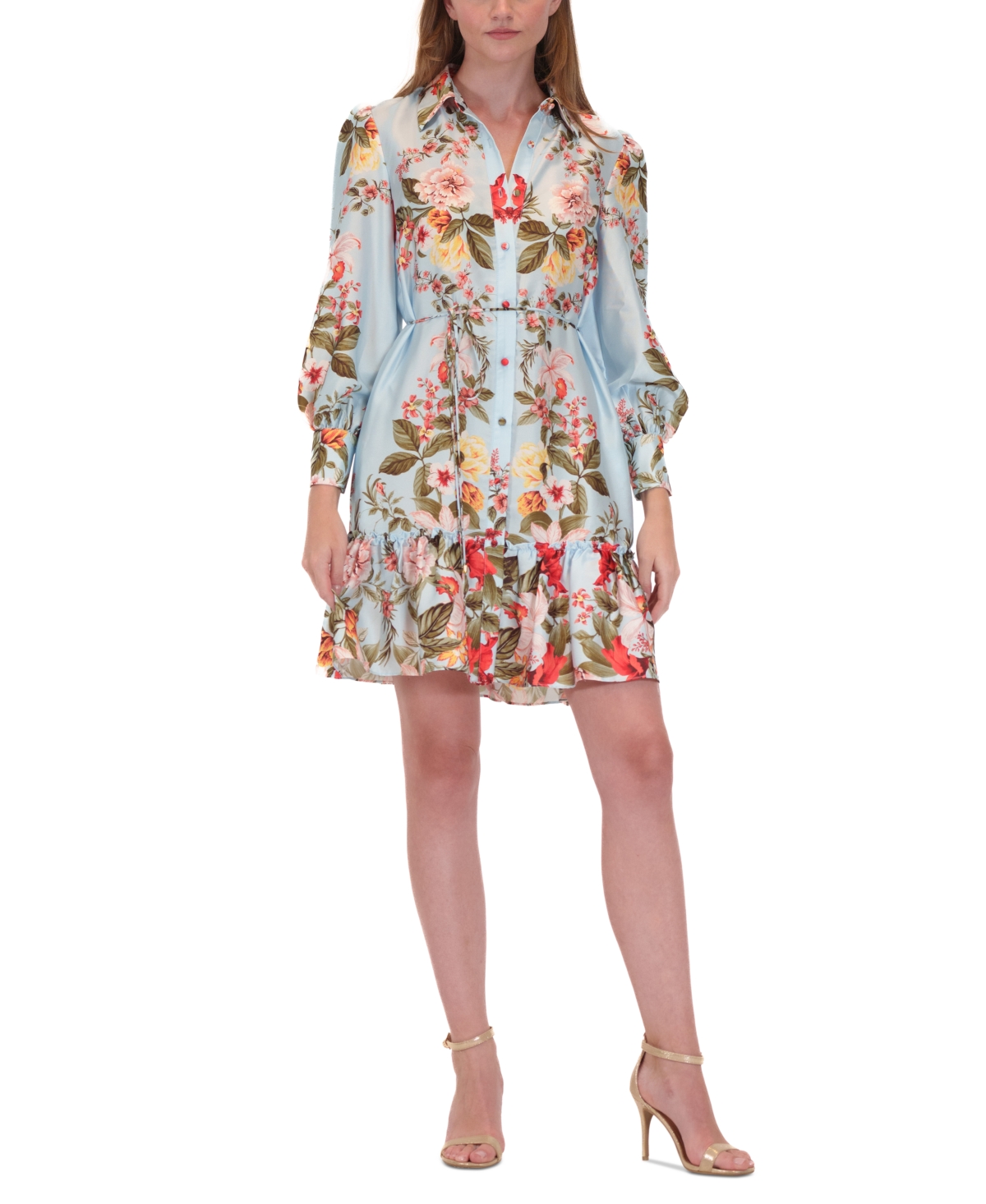 Click here for julia jordan Womens Printed Button-Front Long-Slee... prices