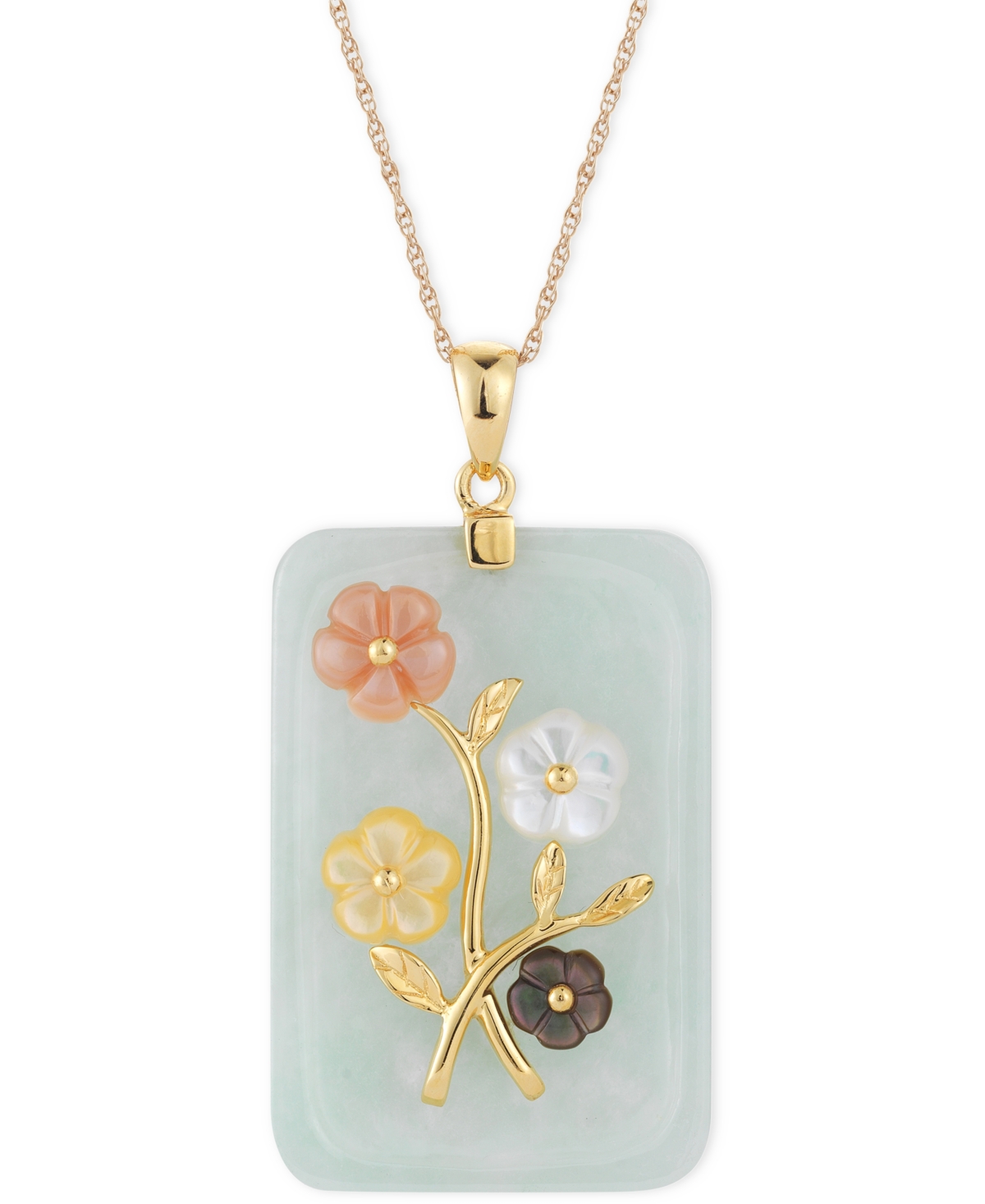 Click here for Jade or Onyx Carved Flower Pendant Necklace (25x38... prices