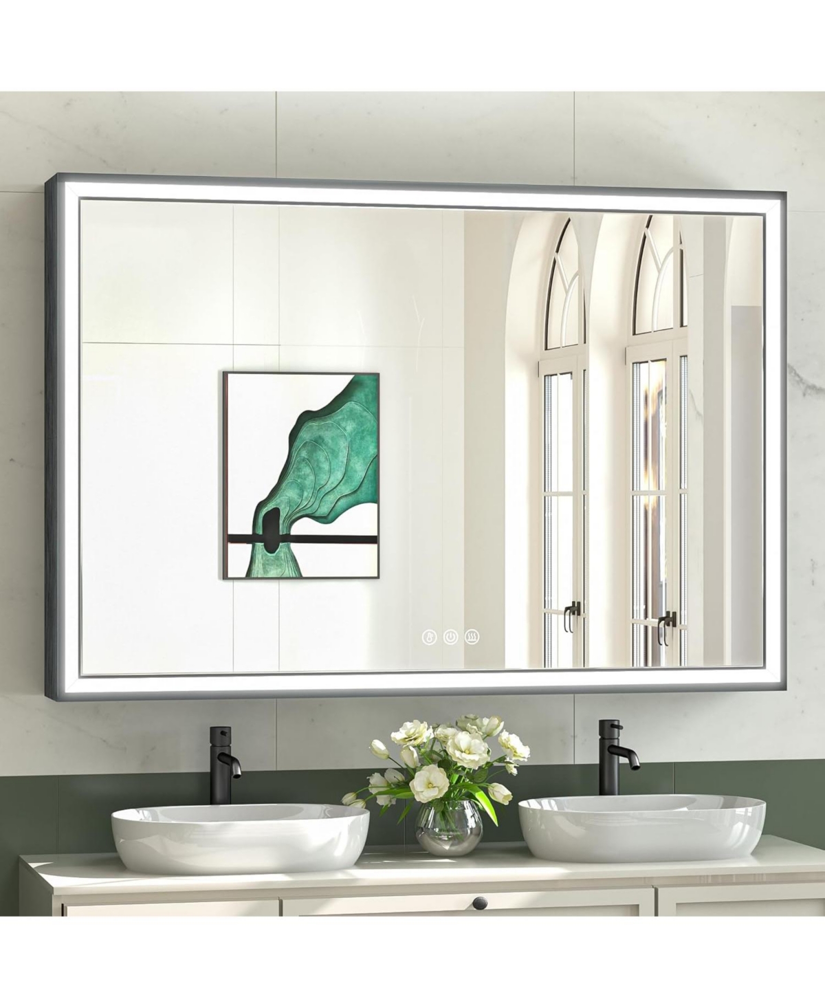 Click here for keonjinn 45Â° Angled Frontlit Metal Framed Bathroo... prices
