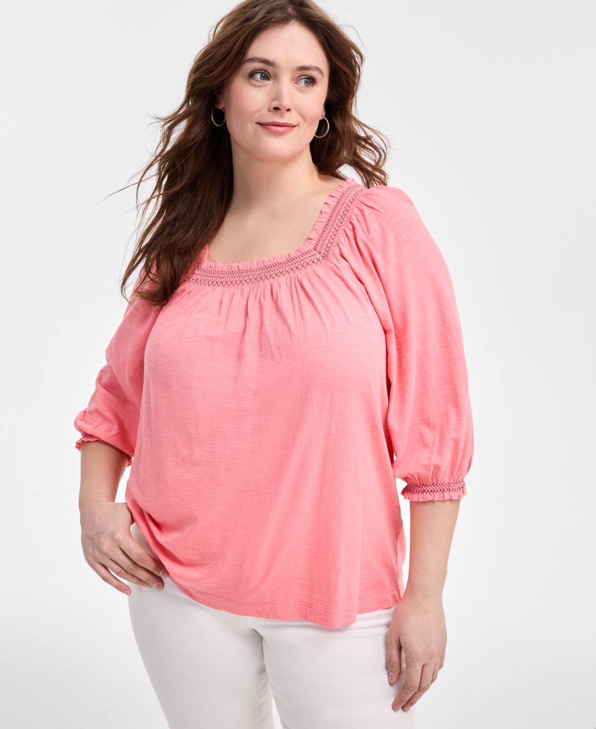 Click here for Style & Co Plus Size 3/4-Sleeve Top  Exclusively a... prices
