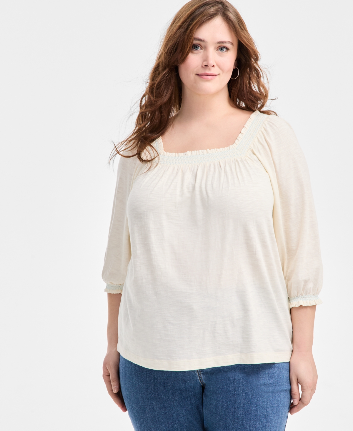 Click here for Style & Co Plus Size 3/4-Sleeve Top  Exclusively a... prices