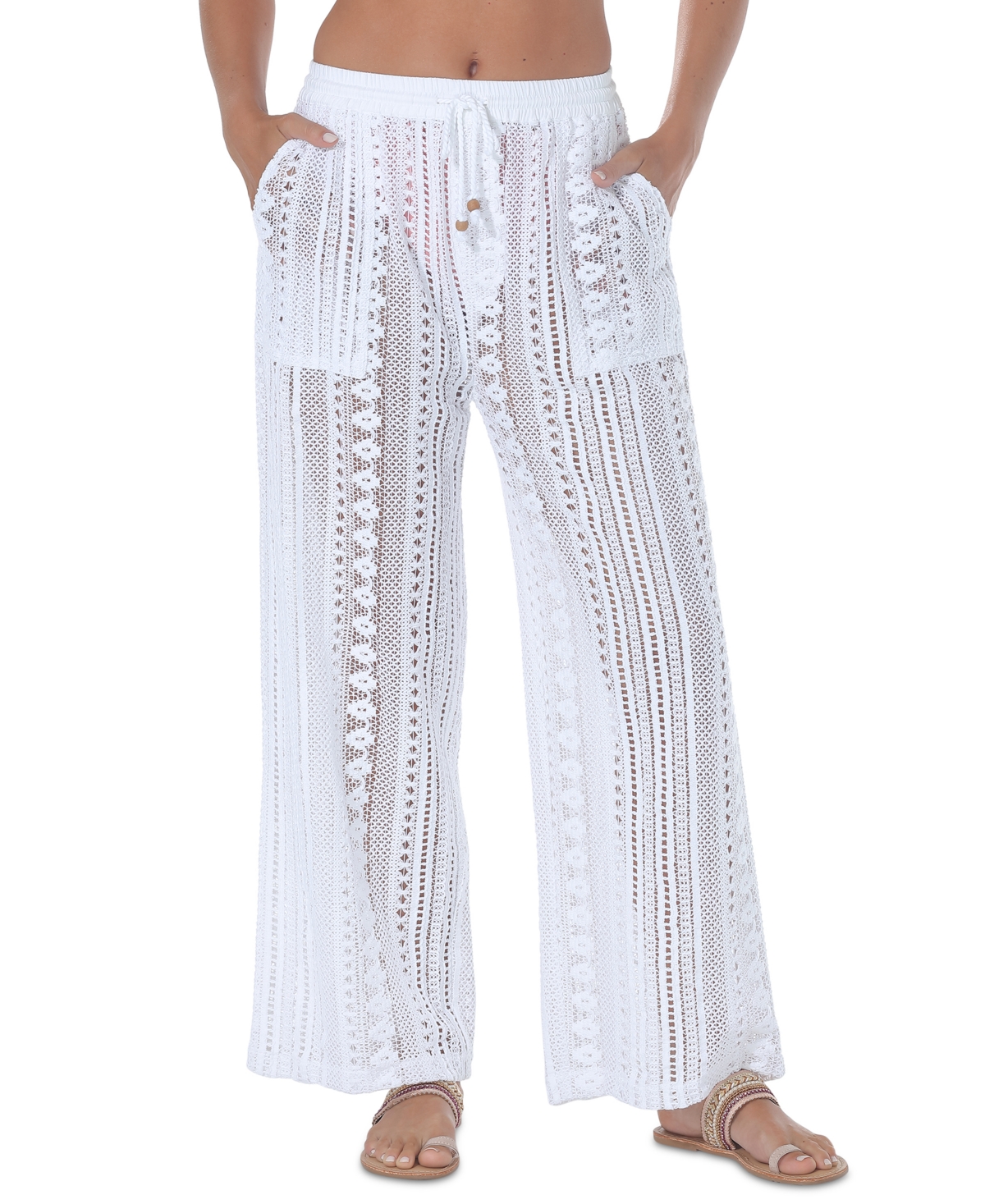 Click here for Raviya Womens Crochet Pull-On Cover-Up Pants - Whi... prices