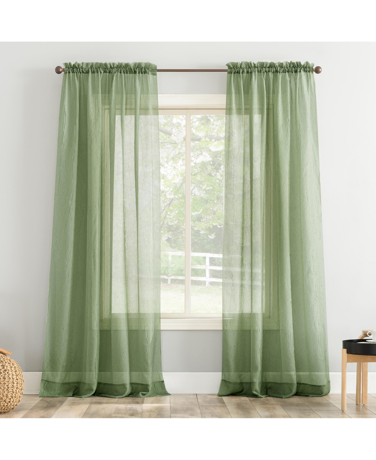 Click here for Crushed Sheer Voile Rod Pocket Curtain Panel - Sag... prices