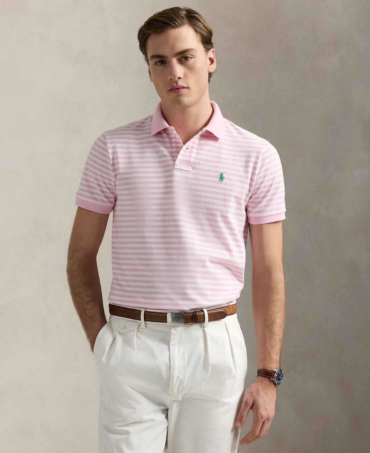 Click here for Polo Ralph Lauren Mens Classic-Fit Striped Mesh Po... prices