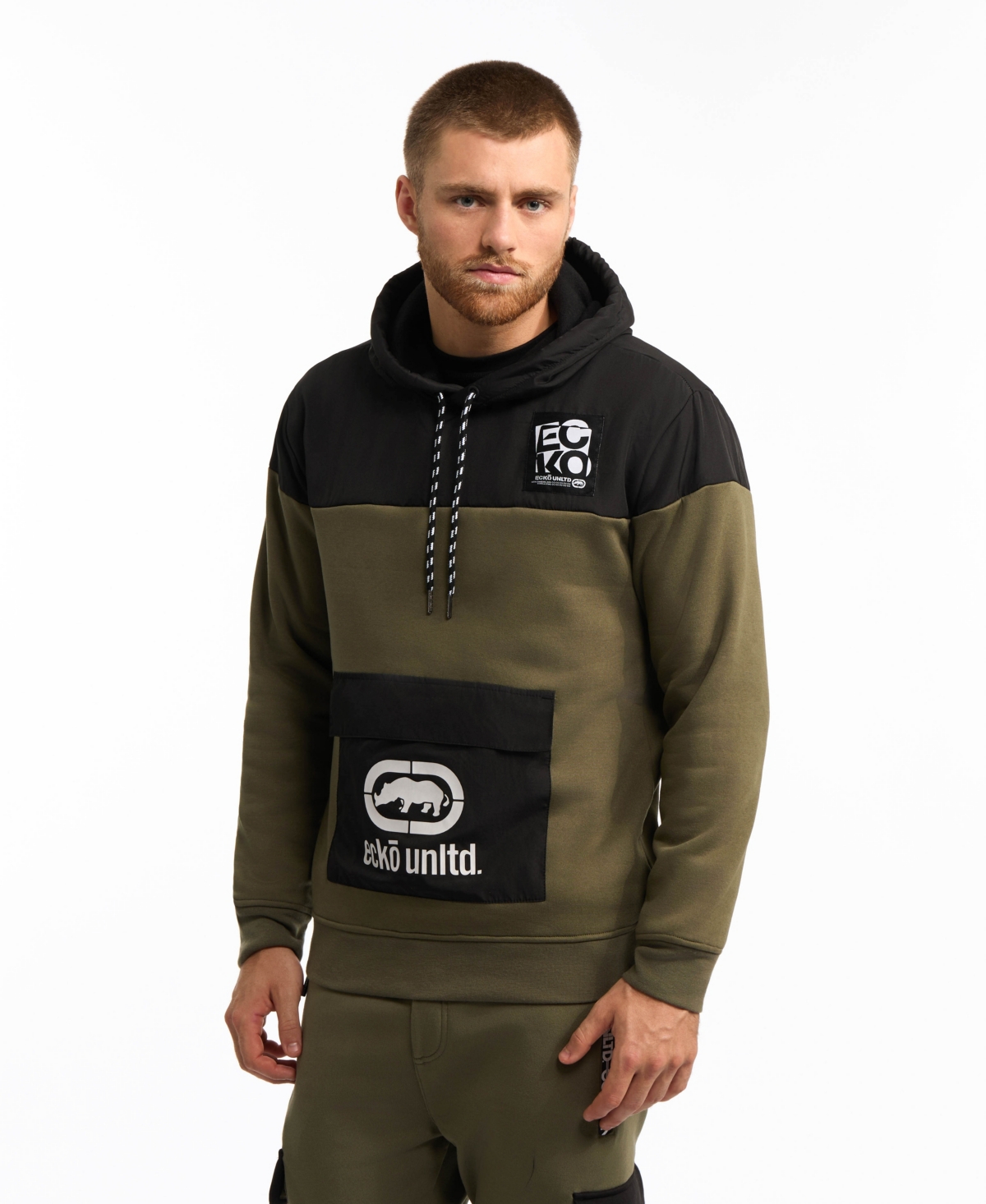 Click here for Ecko Unltd Mens Patch Parcel Pull Over Hoodie - Ol... prices