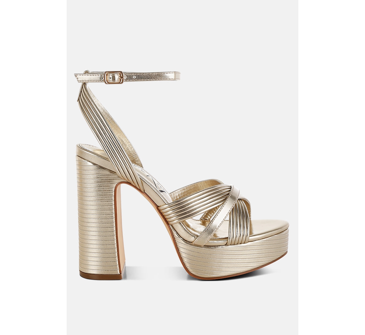 Click here for Socialite Metallic Ankle Strap Heel Sandals - Gold... prices