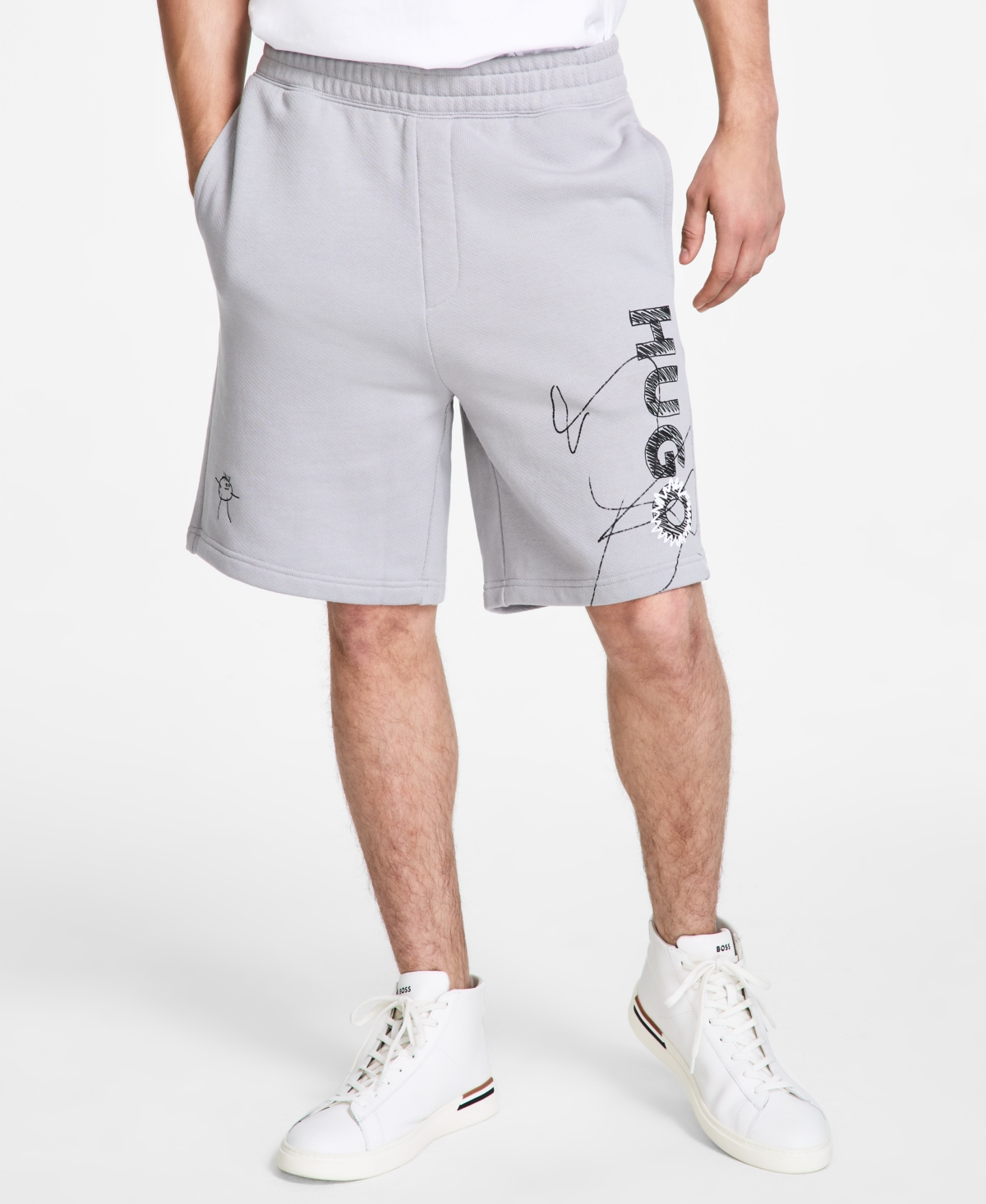Click here for Hugo Boss Mens Cotton Sketch-Logo Relaxed Shorts -... prices